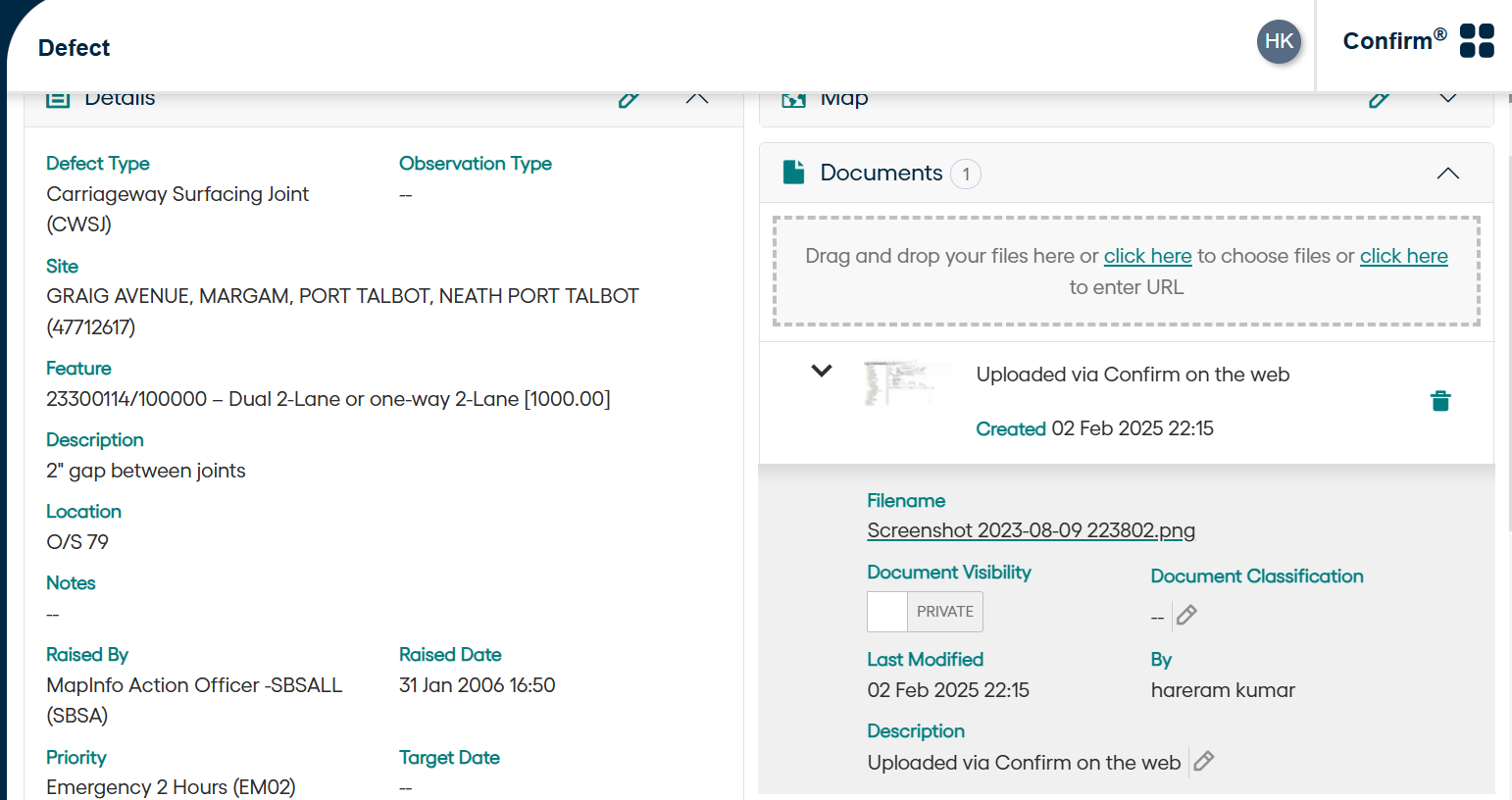 Defect Screen - Document Links